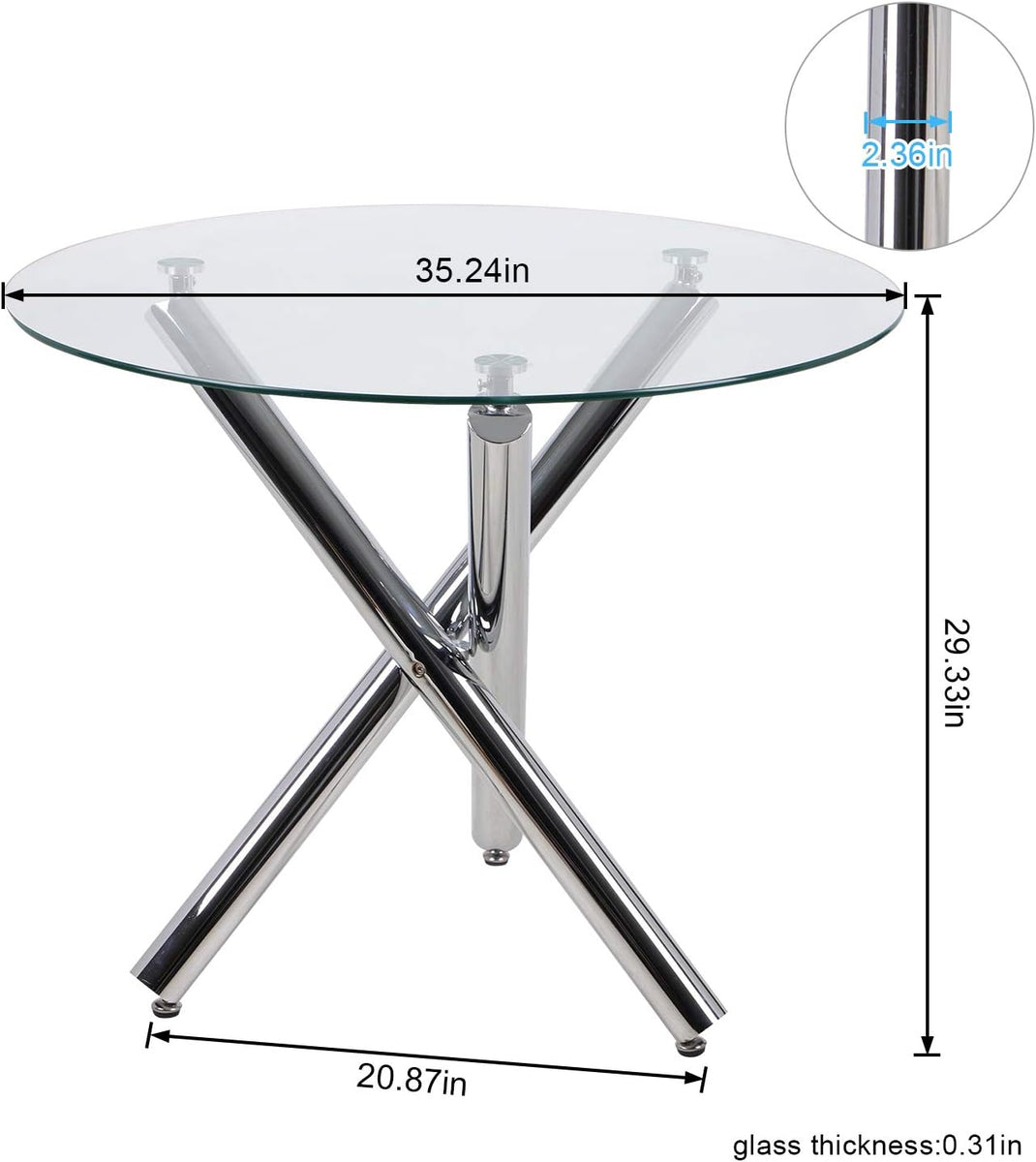 Joolihome Round Dining Table with Chrome Stylish Stable Table Legs ...