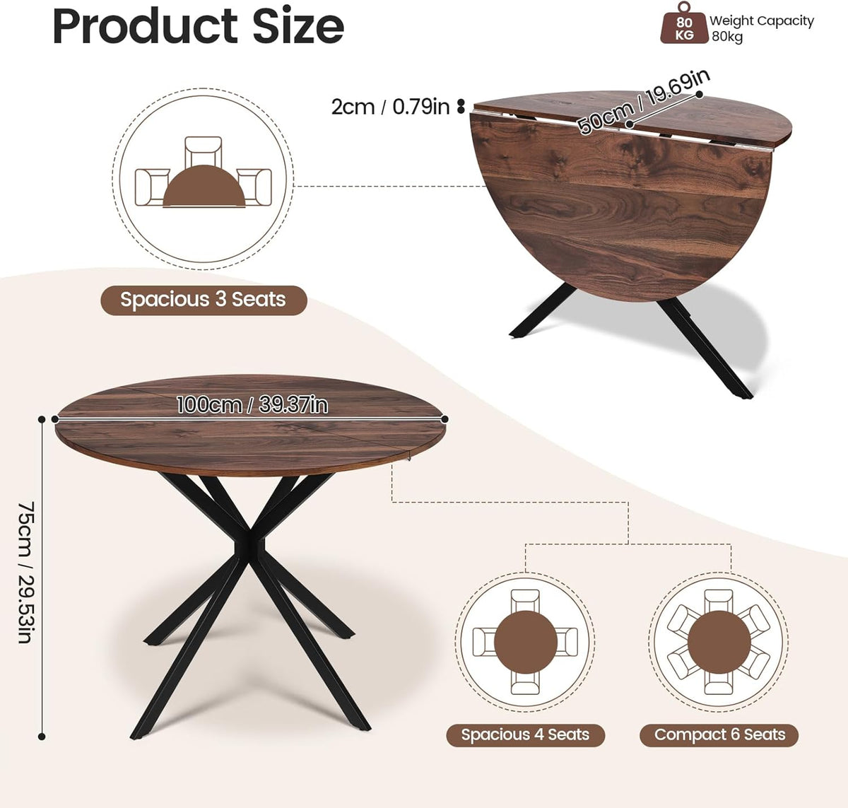 Joolihome Folding Round Dining Table and 2 or 4 Chairs Set – joolihome